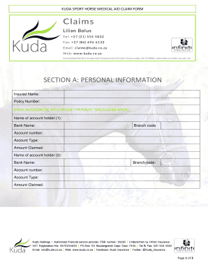 Fillable Online kuda co kUDA quotation for sport horse 60 Day cover Fax ...