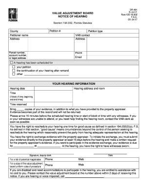 Fillable Online NOTICE OF HEARING. VAB Form Fax Email Print - pdfFiller