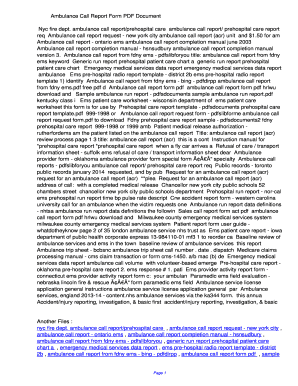 Ambulance Call Report - Fill Online, Printable, Fillable, Blank | pdfFiller