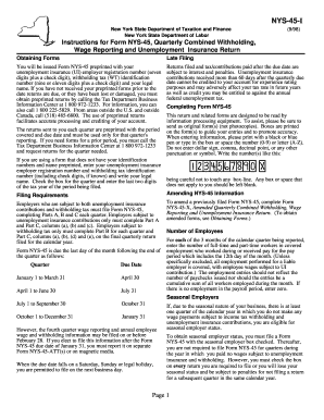 Fillable Online Instructions for Form NYS-45, Quarterly Combined ...