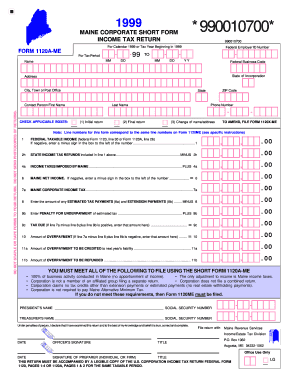 Fillable Online MAINE CORPORATE SHORT FORM Fax Email Print - pdfFiller