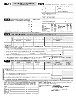 Fillable Online CITY INCOME TAX RETURN FOR Fax Email Print - pdfFiller