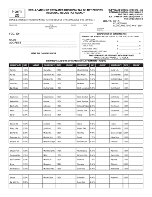 Fillable Online DECLARATION OF ESTIMATED MUNICIPAL TAX ON NET PROFITS ...