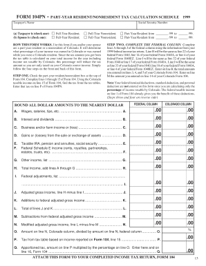Fillable Online - PART-YEAR RESIDENT/NONRESIDENT TAX CALCULATION ...