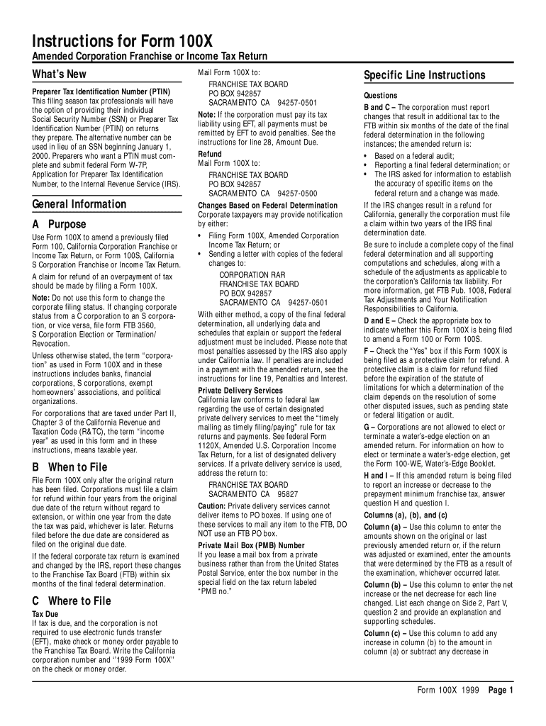 Fillable Online Instructions for Form 100X Fax Email Print - pdfFiller