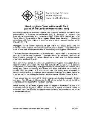 Fillable Online Hand Hygiene Observation Audit Tool Fax Email Print ...