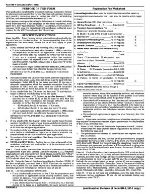 Fillable Online Form BB-1 (Rev. 2000) State of Hawaii Basic Business ...