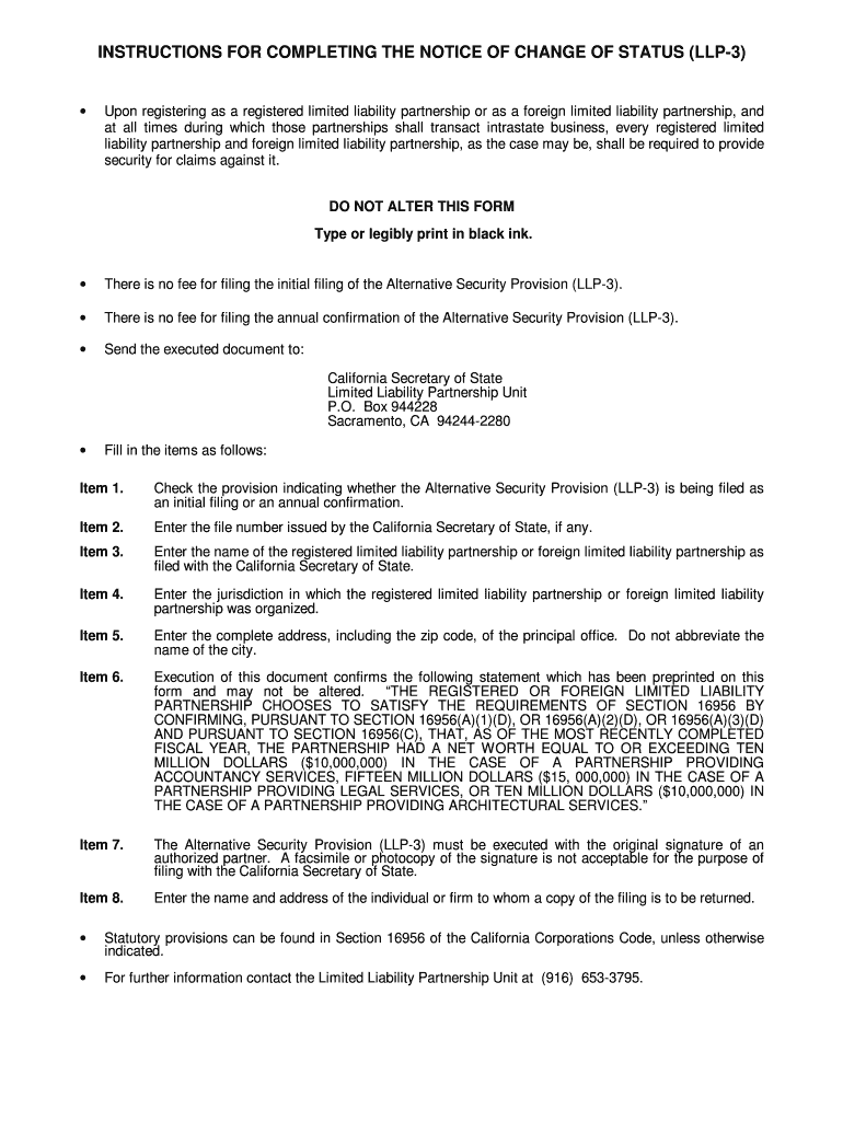 Fillable Online LLP-3 REV Form Fax Email Print - pdfFiller