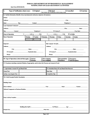 Fillable Online NOTIFICATION OF LEAD ABATEMENT ACTIVITIES Fax Email ...