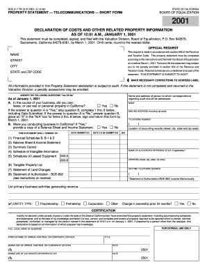 Fillable Online PROPERTY STATEMENT TELECOMMUNICATIONS SHORT FORM Fax ...