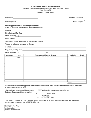 Fillable Online nwtxconf MANUAL PURCHASE REQUISITION FORM v020217 ...