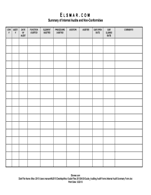 Fillable Online Internal Audit Summary Form.pdf Fax Email Print - pdfFiller