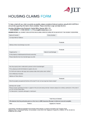 Fillable Online HOUSING CLAIMS FORM Fax Email Print - pdfFiller