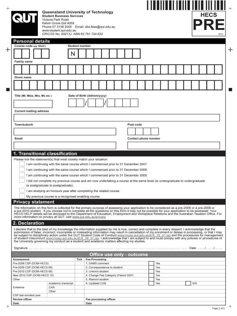 Fillable Online cms-edit qut edu Application to be considered as a pre ...