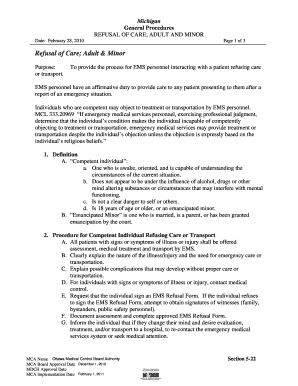 Fillable Online omcba Refusal of Care; Adult & Minor - omcba.org Fax ...