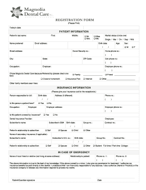Fillable Online Registration Form & Medical History Form - Magnolia ...