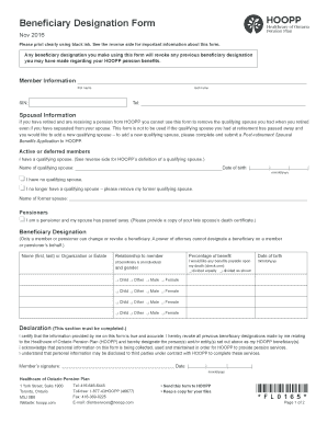 Fillable Online Beneficiary Designation Form E - hoopp.com Fax Email ...