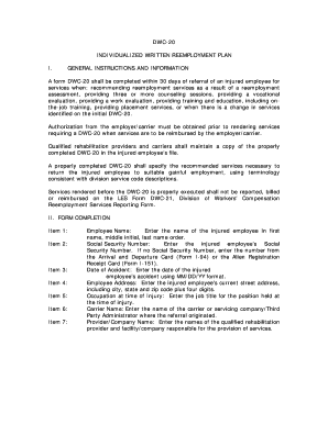 Fillable Online INDIVIDUALIZED WRITTEN REEMPLOYMENT PLAN Fax Email ...