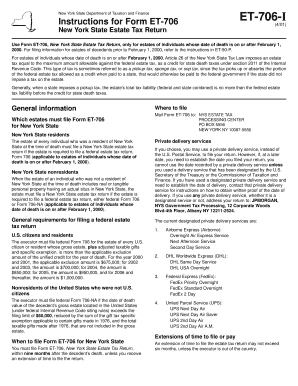 Fillable Online Use Form ET-706, New York State Estate Tax Return, only ...