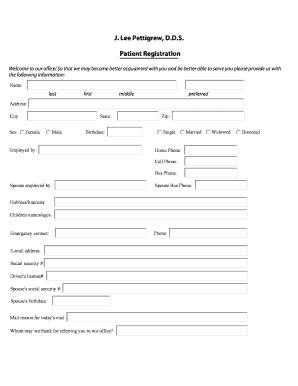 Fillable Online Patient registration forms ...