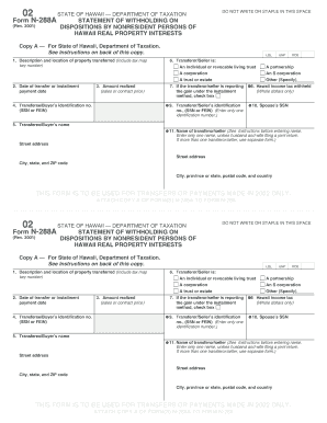 Fillable Online Form N-288A (Rev. 2001) Statement of Withholding on ...