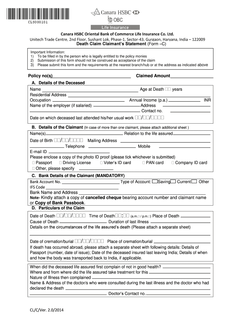 Fillable Online canarahsbclife.com Fax Email Print - pdfFiller