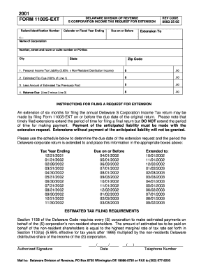 Fillable Online FORM 1100S-EXT Fax Email Print - pdfFiller