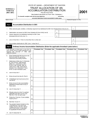 Fillable Online Schedule J Form N-40 (Rev. 2001) Trust Allocation of An ...