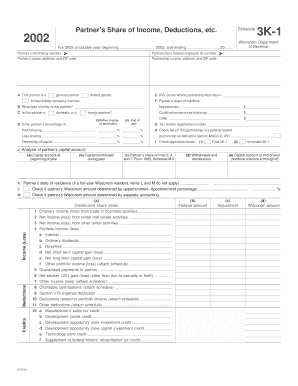Fillable Online 2002 IP-032 Schedule 3K-1- Partner's Share of Income, Deductions, etc.. IP-032 ...