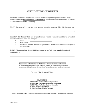 Fillable Online CERTIFICATE OF CONVERSION Fax Email Print - pdfFiller