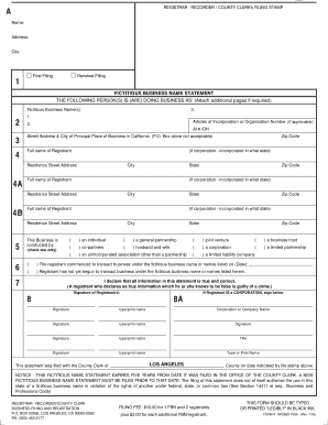 Fillable Online REGISTRAR - RECORDER / COUNTY CLERK's FILING STAMP Fax ...