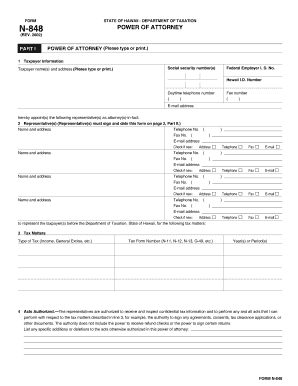Fillable Online Form N-848, Rev. 2002: Power of Attorney Fax Email Print - pdfFiller