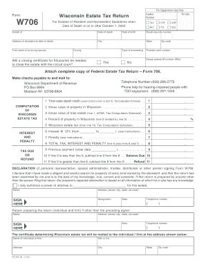 Fillable Online 2002 HT-009 Form W706 Wisconsin Estate Tax Return - for ...