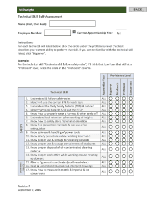 Fillable Online Millwright Technical Skill Self-Assessment Fax Email Print - pdfFiller