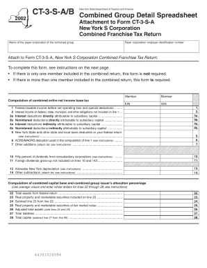 Fillable Online CT-3-S-A/B Combined Group Detail Spreadsheet Fax Email ...