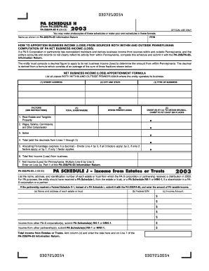 Fillable Online 2003 PA Schedule H/J (PA-20S/PA-65 H/J). Forms ...