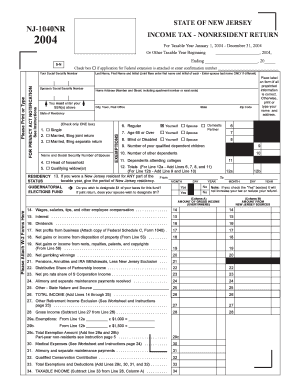 Fillable Online Form NJ 1040-NR. State of NJ Income Tax - Nonresident ...