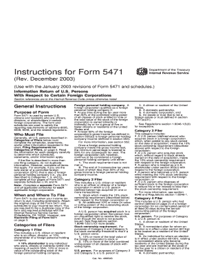 Fillable Online Instruction 5471 (Rev. December 2003). Instructions for ...