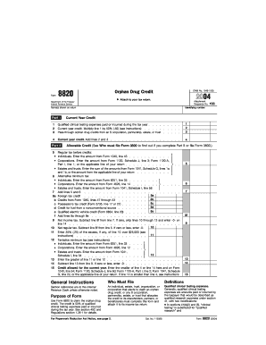 Fillable Online 2004 Form 8820. Orphan Drug Credit Fax Email Print ...