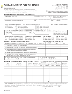 Fillable Online April 2005 MF-001 Taxicab Claim for Fuel Tax Refund ...