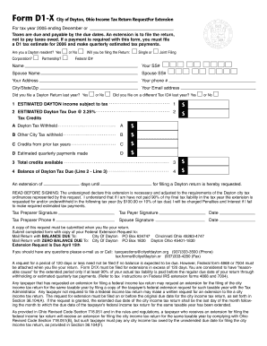 Fillable Online Form D1-X City of Dayton, Ohio Income Tax Return ...