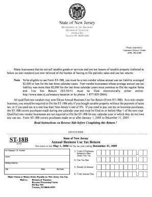 Fillable Online ST-18B. Annual Business Use Tax Return Form and ...
