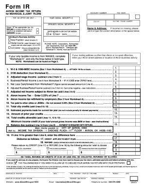 Fillable Online AKRON INCOME TAX RETURN Fax Email Print - pdfFiller