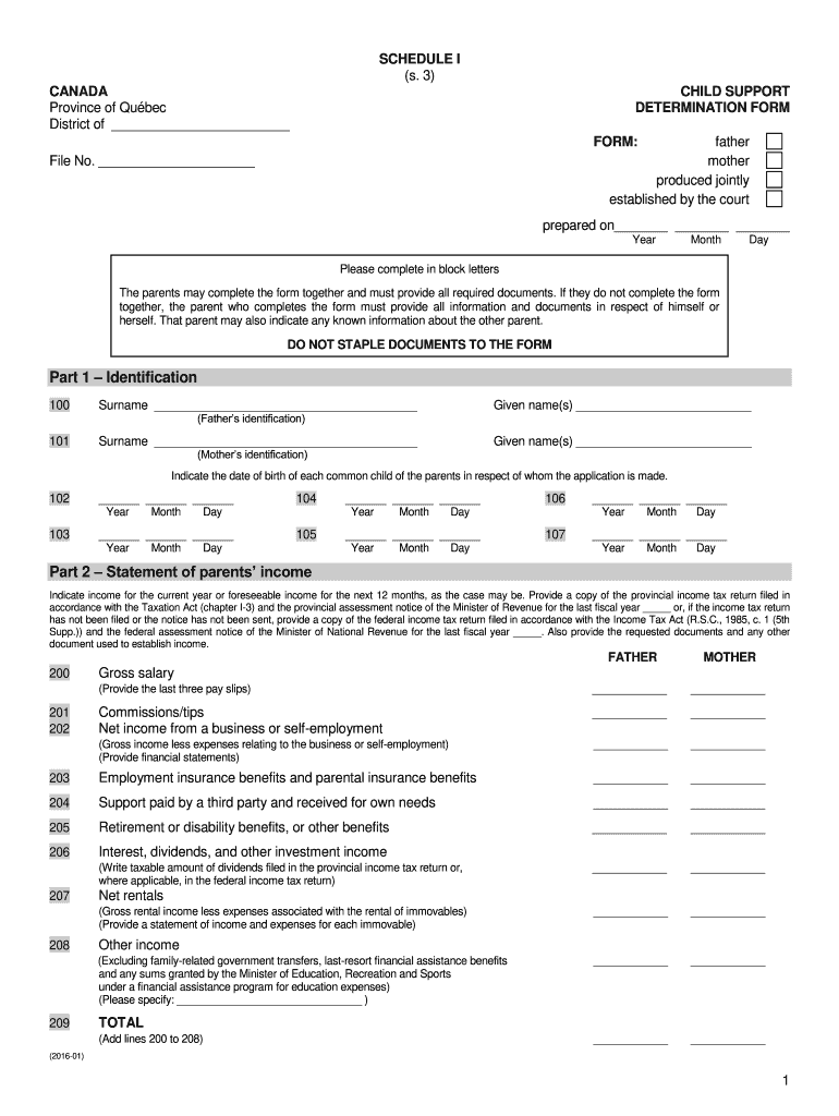 Child Support Determination Form Fill Online Printable Fillable 