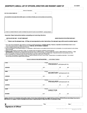 Fillable Online (NONPROFIT) ANNUAL LIST OF OFFICERS, DIRECTORS AND ... Fax Email Print - pdfFiller