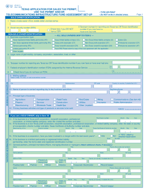 Fillable Online AP-201 Texas Application for Sales and Use Tax Permit ...
