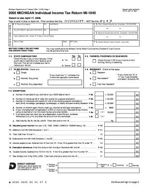 MI-1040, 2005 Michigan Individual Income Tax Return. 2005 Michigan ...
