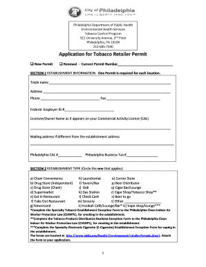 Fillable Online phila Application for Tobacco Retailer Permit - phila ...