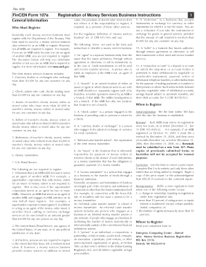 Fillable Online FinCEN FORM 107 (Rev. 1-2005). Registration of Money ...