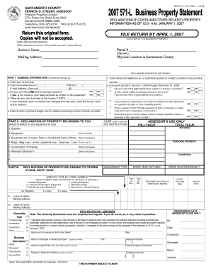 Fillable Online 2007 BOE 571-L Business Property Statement.pub Fax ...